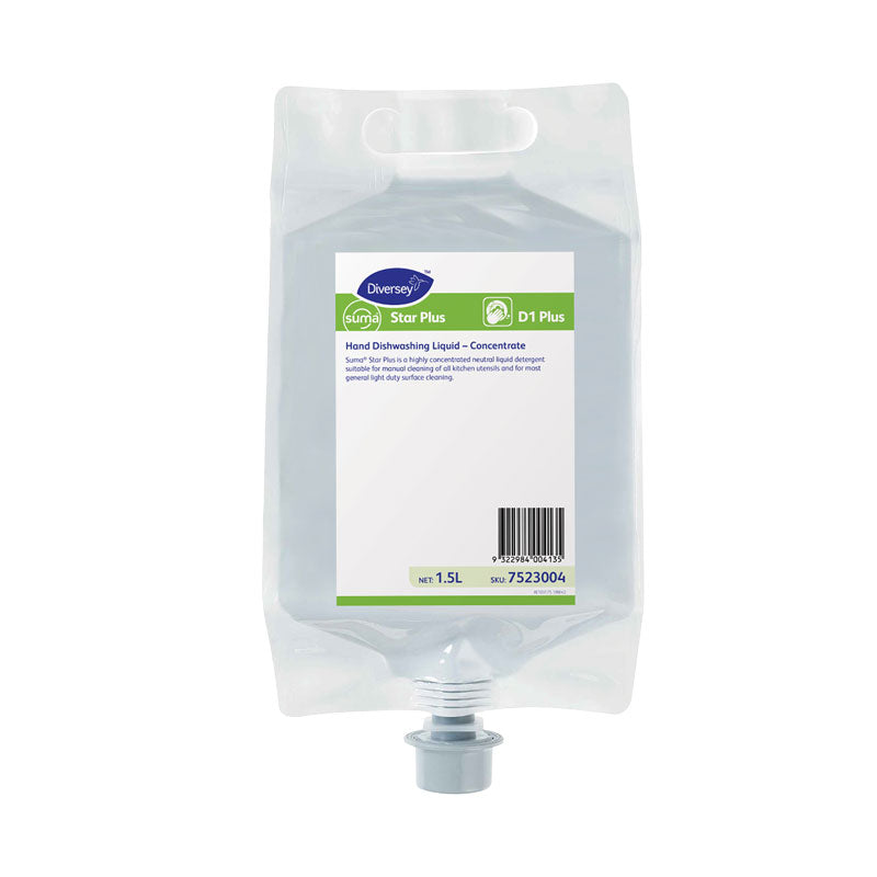 Diversey Suma Star Plus D1 Plus Concentrated Dishwashing Liquid, 1.5L ...