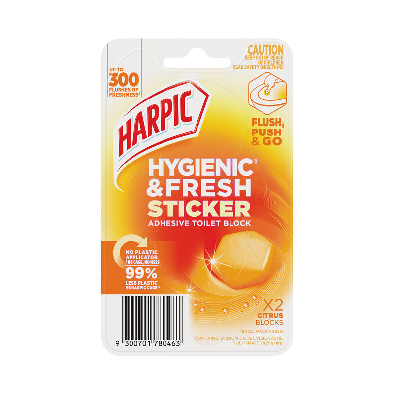Harpic Hygienic & Fresh Sticker Toilet Block Citrus 2 Pack – Uniqleen